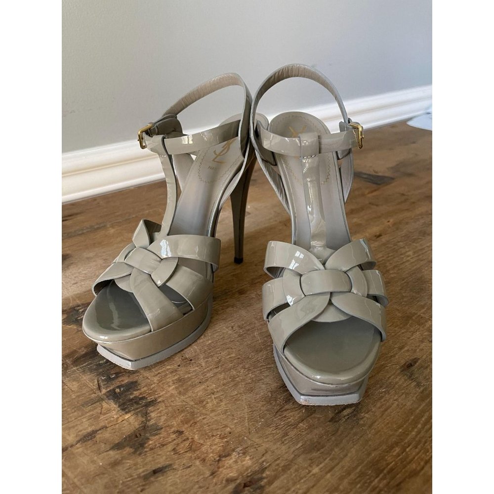 Ysl Saint Laurent Tribute Platform Patent Leather - Gem